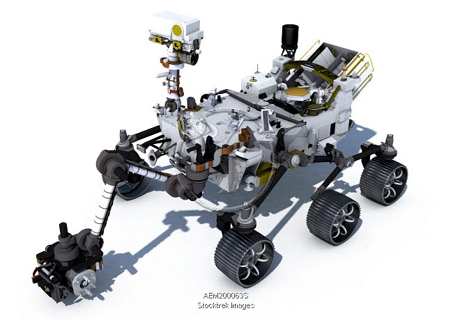 Perseverance Mars rover on white background. | Stocktrek Images