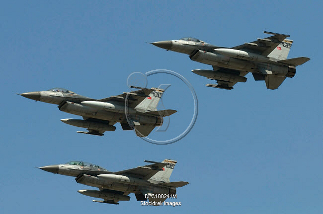 A formation of Turkish Air Force F-16C/D aircraft. | Stocktrek Images