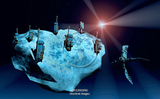 Futuristic concept of mankind mining for minerals on comets ...