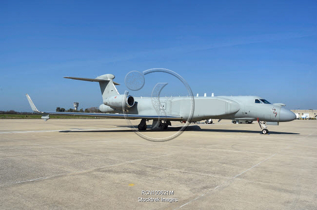 Italian Air Force G550 CAEW aircraft on its base at Pratica di Mare ...