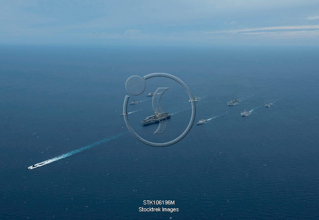 Carrier Strike Group formation of ships in the Bay of Bengal ...