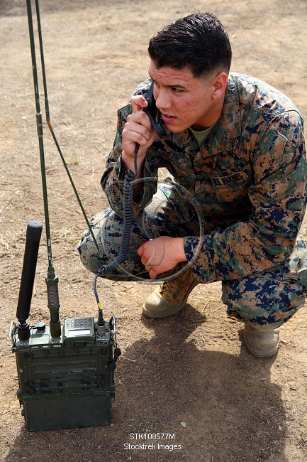 U.S. Marine conducts radio checks. | Stocktrek Images