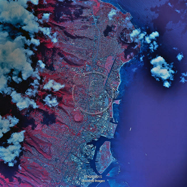 Satellite view of Honolulu, Hawaii. | Stocktrek Images