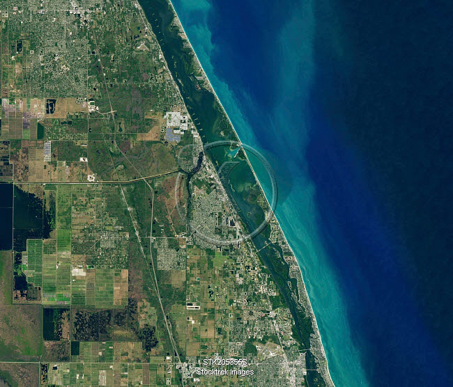 Satellite image of the Indian River Lagoon on Florida's Atlantic coast ...