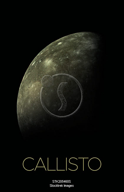 Solar system poster Callisto, a moon of Jupiter. | Stocktrek Images