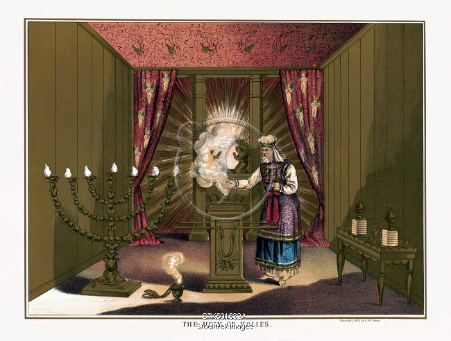 Depiction of a Jewish High Priest with the Holy of Holies in the ...