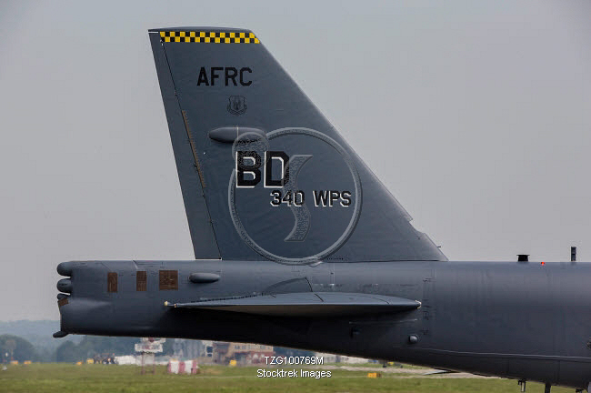 Tail fin of a U.S. Air Force B-52H bomber plane. | Stocktrek Images
